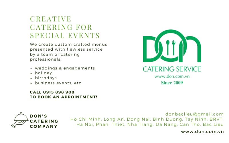 Nhận đặt tiệc buffet, teabreak, finger food, cocktail, set menu cho các sự kiện