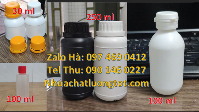 Chai 30ml hdpe,chai 500ml đựng axit, Chai nhựa 100ml đựng dung môi ...